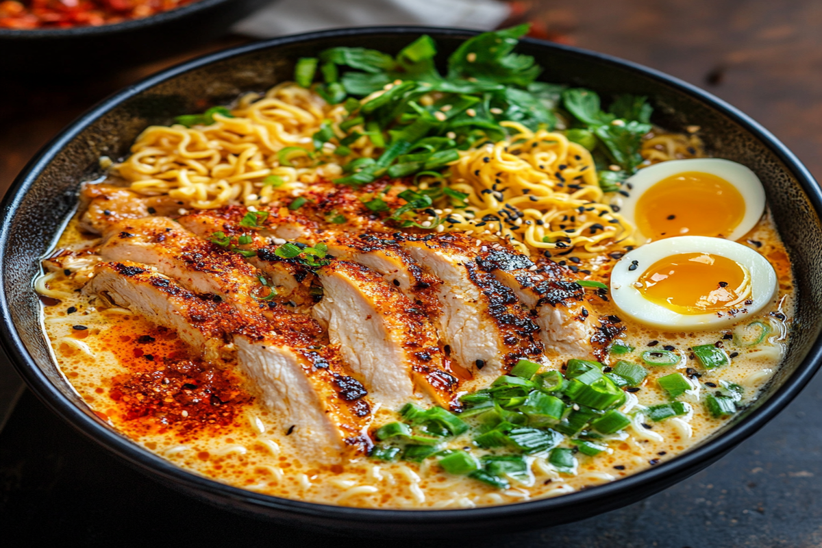 How to Make Fiery Chicken Ramen with Creamy Garlic Sauce