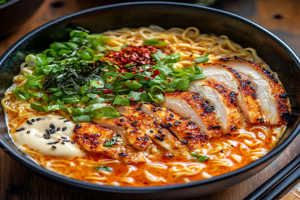 How to Make Fiery Chicken Ramen with Creamy Garlic Sauce