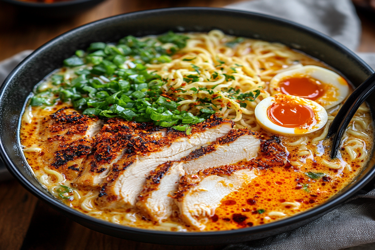 How to Make Fiery Chicken Ramen with Creamy Garlic Sauce